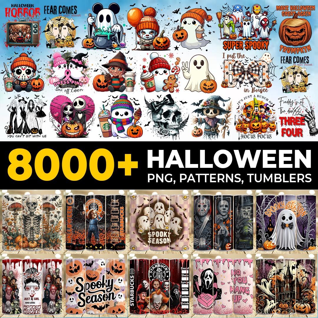 8000+ Halloween Mega Bundle Png, Horror Film Designs, Retro Halloween ...