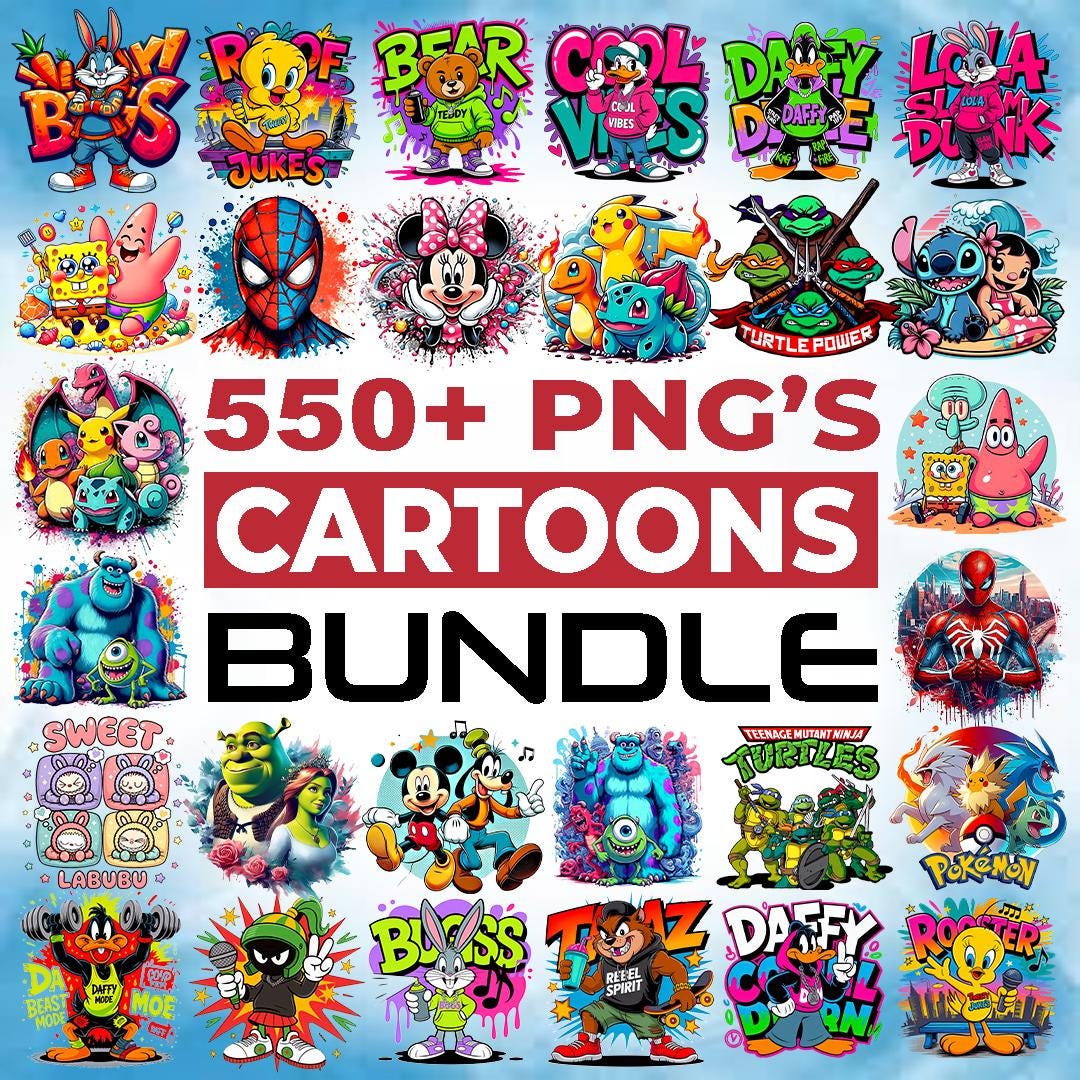 550+ Cartoons Bundle Png, Cartoon Characters, Cartoon Clipart, Cartoon ...