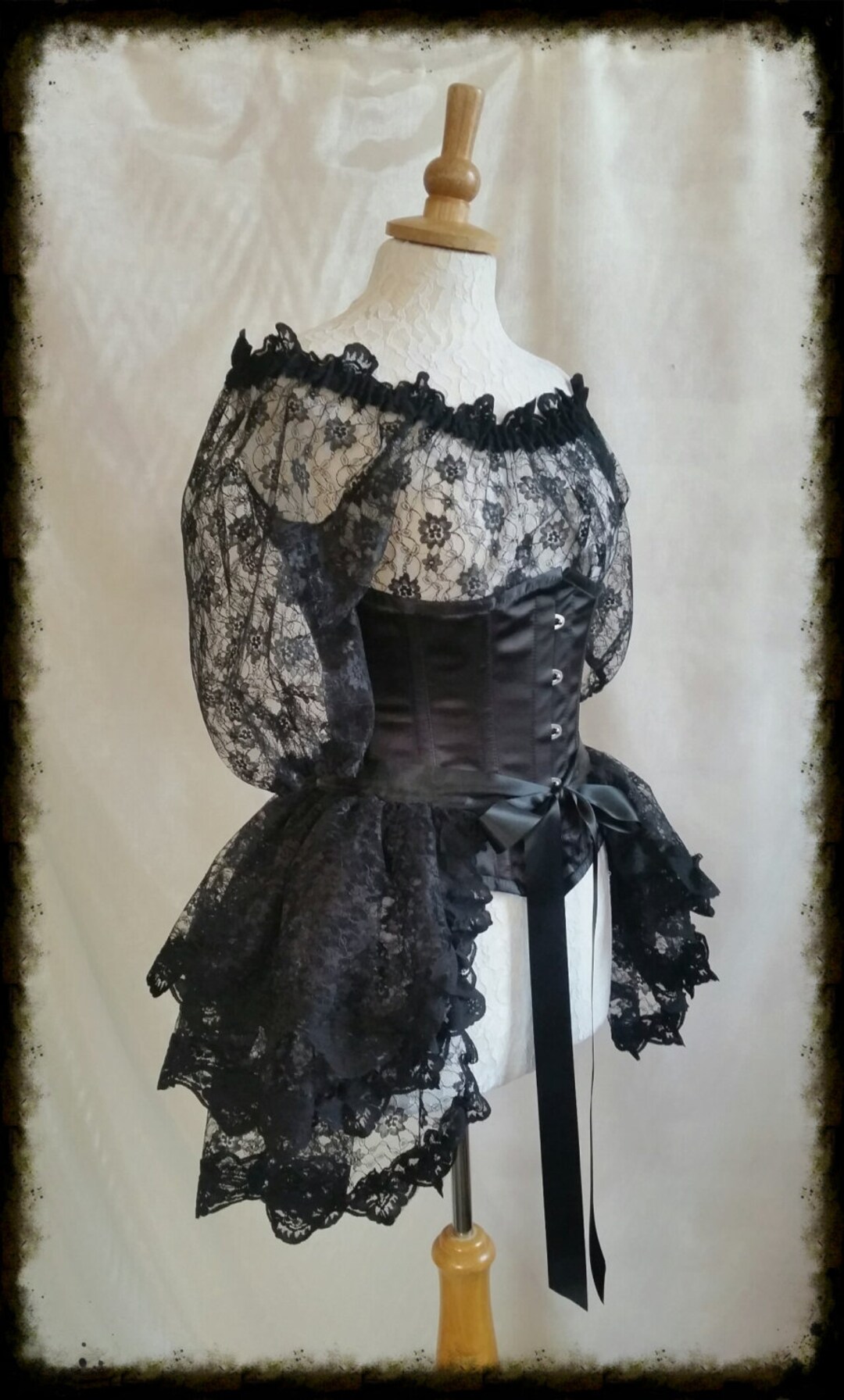 Plus Size Bustleblack Lace Bustle Skirt STEAMPUNK GOTH Made to Measure ...