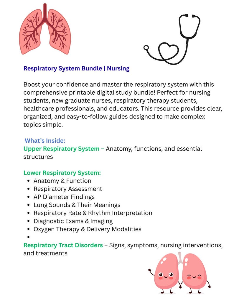 Respiratory System Education Bundle - Etsy