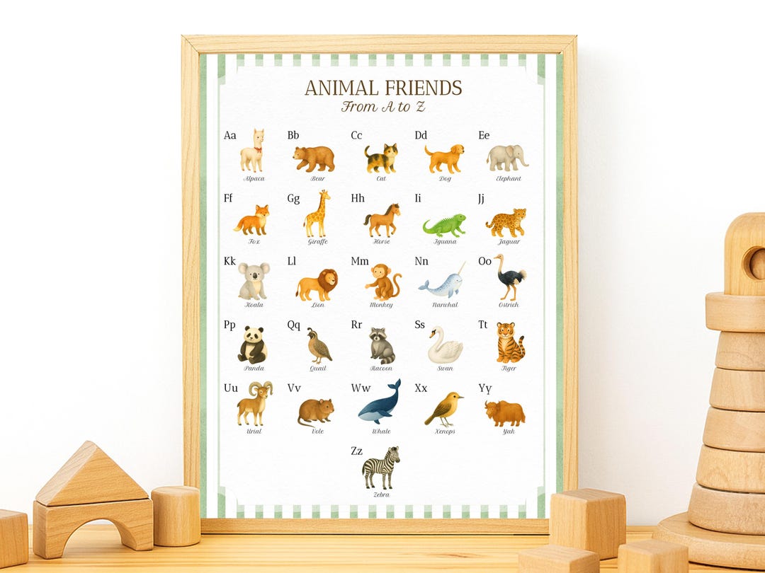 Animal Alphabet Wall Art Printable | A–Z Animal Friends Poster ...