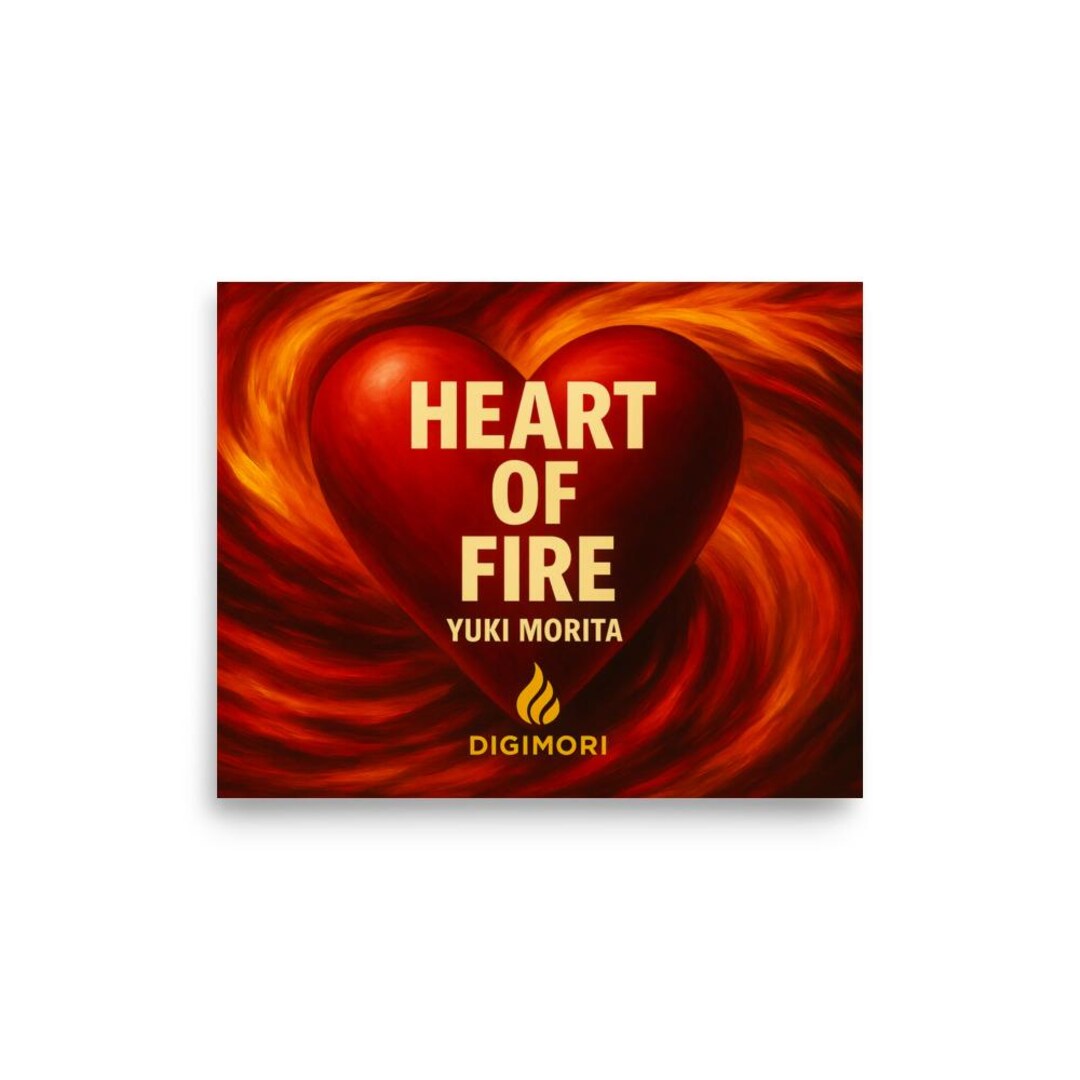 Heart of Fire – Red Heart Flame Art Poster by Yuki Morita (horizontal ...