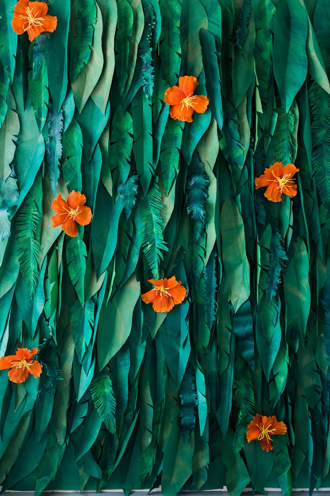 Paper Tropical Leaf & Hibiscus Backdrop, PDF Templates - Etsy