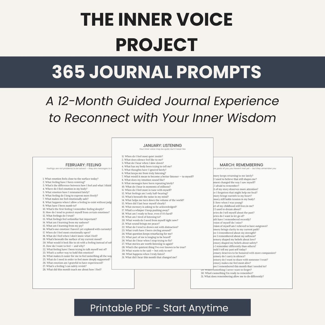 Mindful Journal Prompts: the Inner Voice Project (digital Download US ...