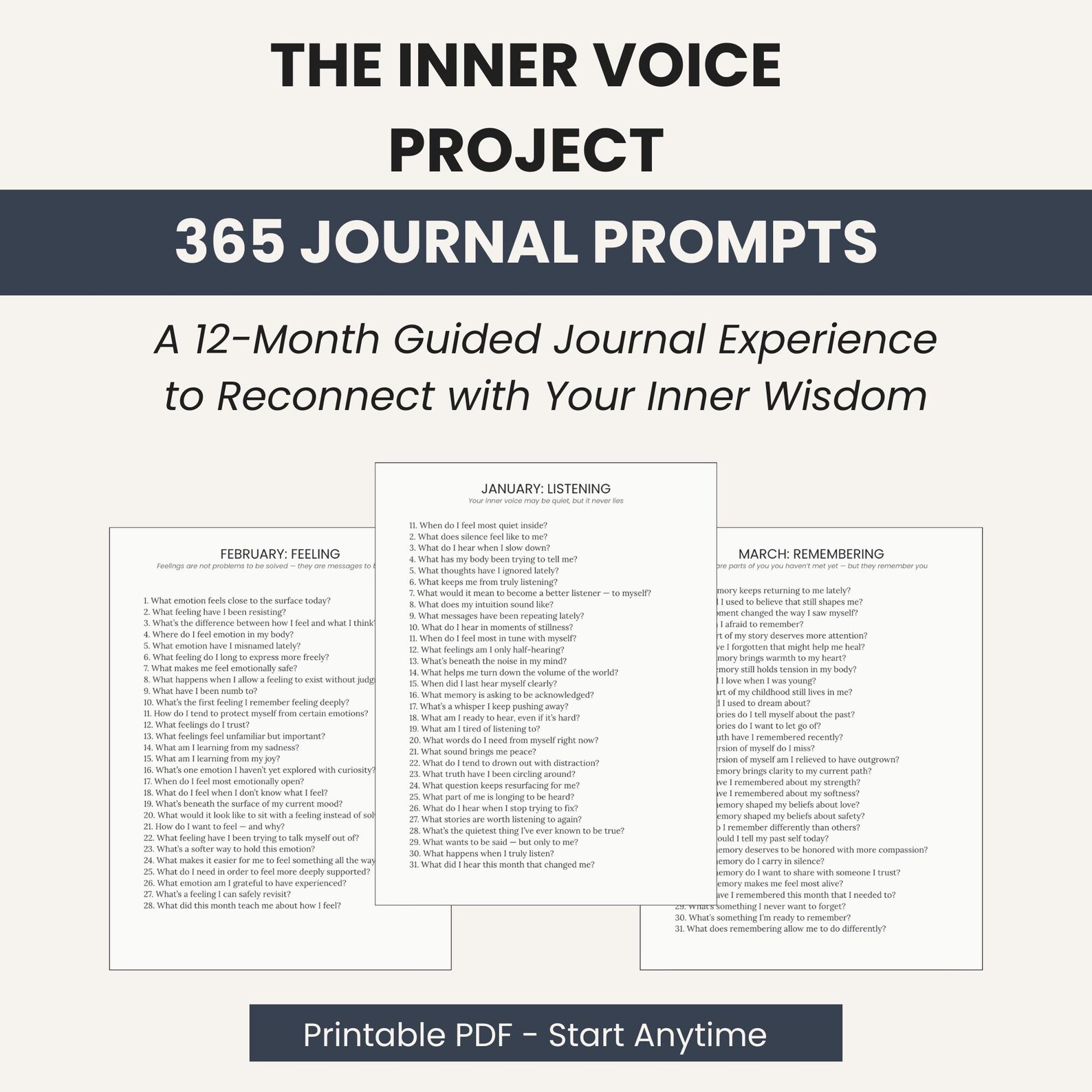 Mindful Journal Prompts: the Inner Voice Project (digital Download US ...