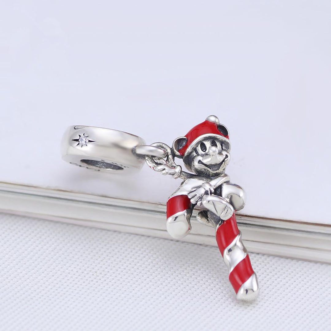 Pandora Mickey's Santa Candy Cane Charm - Etsy