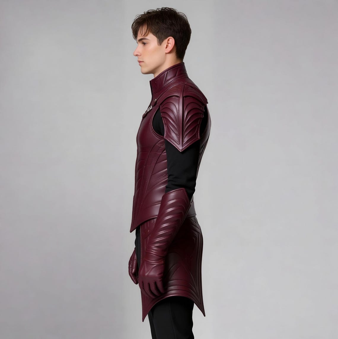 Men’s Quilted Leather Armor Cuirass Costume – Burgundy Medieval Fantasy ...