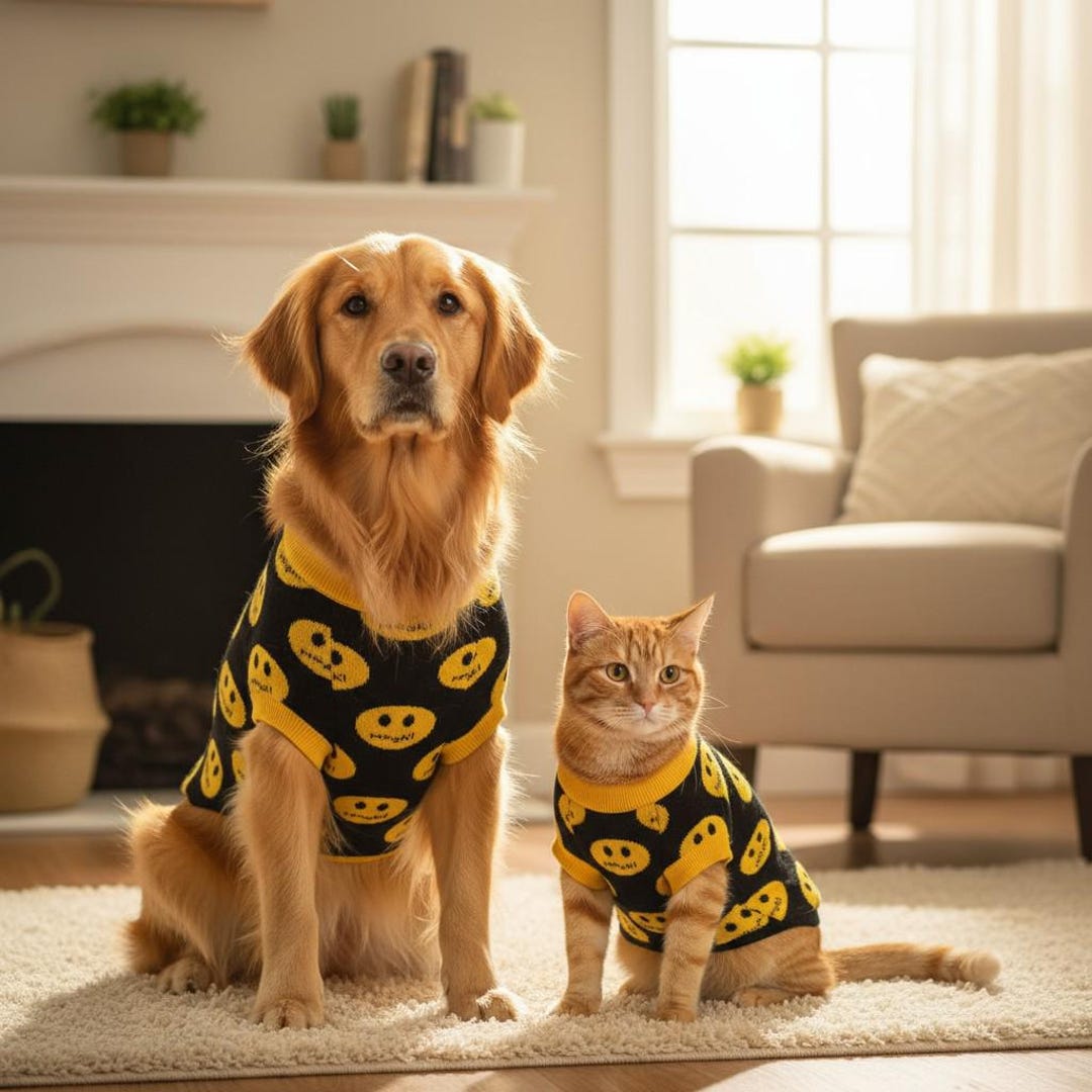 Smiley Design Sweater for Dogs and Cats | Winter Pet Sweater | Warm ...