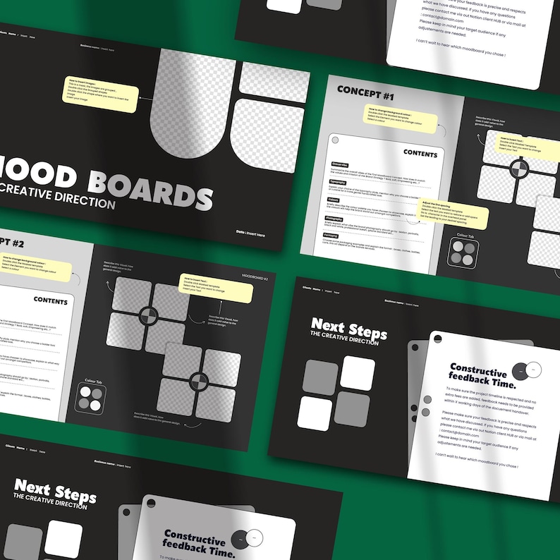 Moodboard Template Pack for Illustrator – 2 Customizable Creative ...