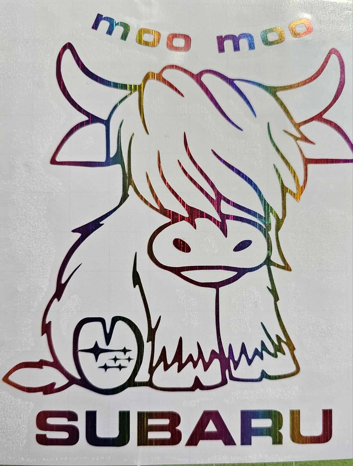 Holographic Highland Cow Subie Moo Moo Subaru Decal FREE Shipping - Etsy