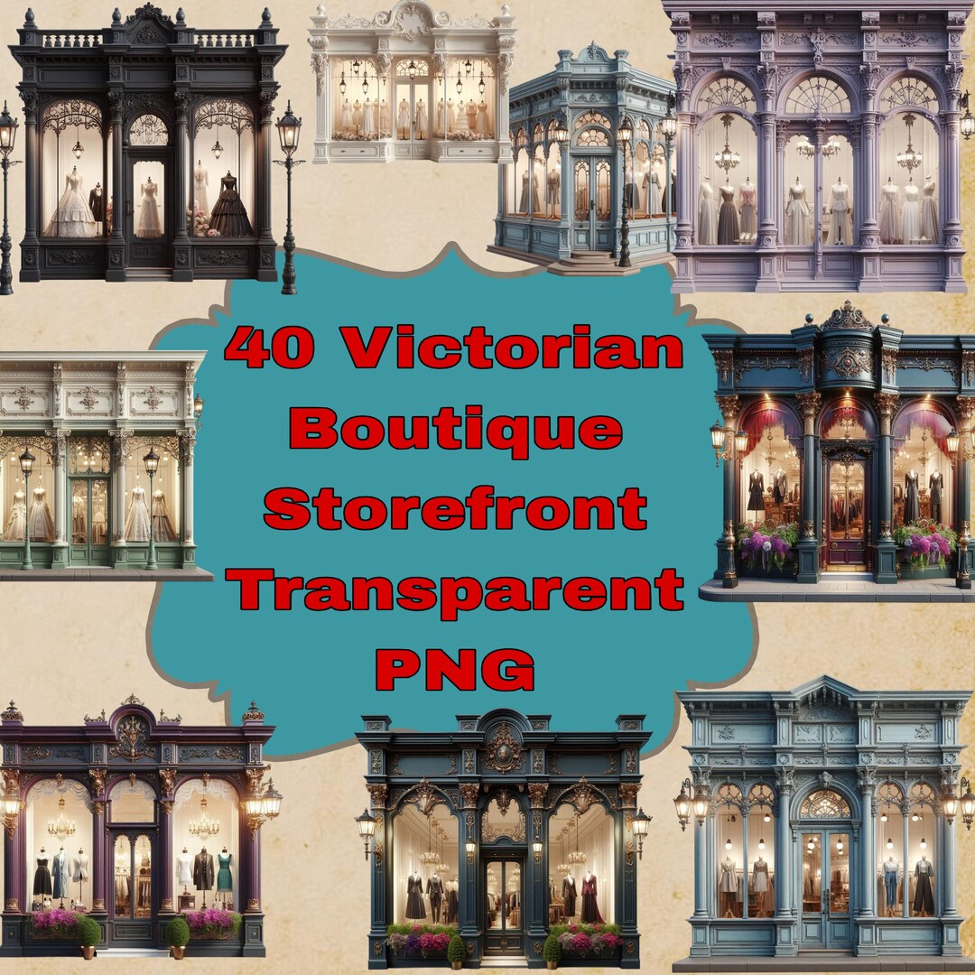 Victorian Boutique Store Front Clip Art . Transparent PNG. Clothing ...