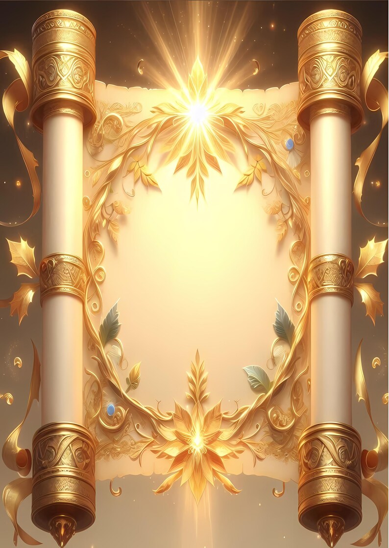 Sun Light Elf Theme Fantasy Scroll Set – JPG Celestial Solar Sun Magic ...