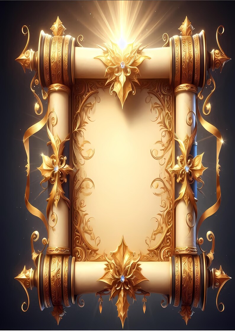 Sun Light Elf Theme Fantasy Scroll Set – JPG Celestial Solar Sun Magic ...
