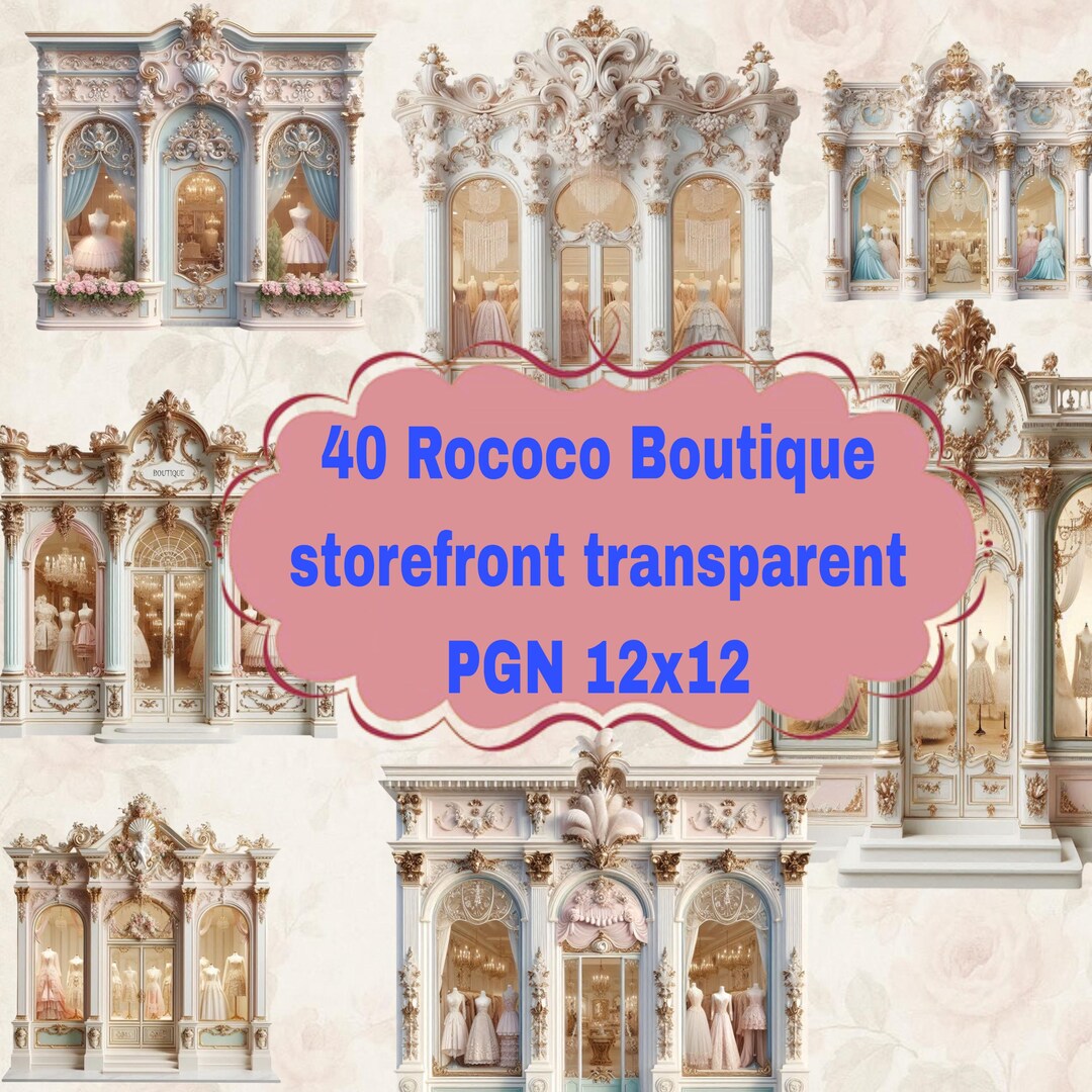 Rococo Boutique Store Front Clip Art . Transparent PNG. Clothing Shop ...