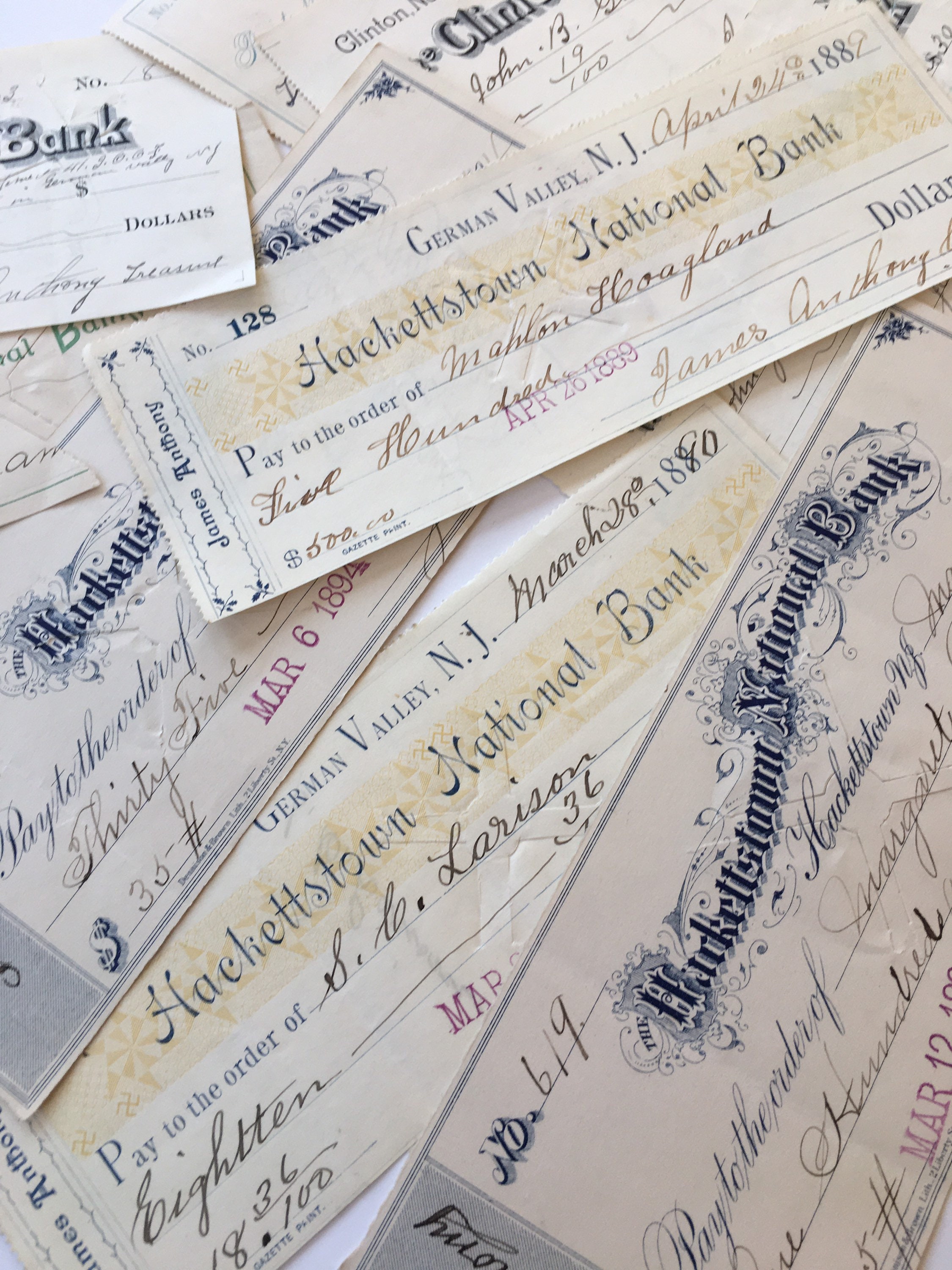 ANTIQUE Checks SET of Ten 1800s Handwritten Cancelled Checks Assortment ...
