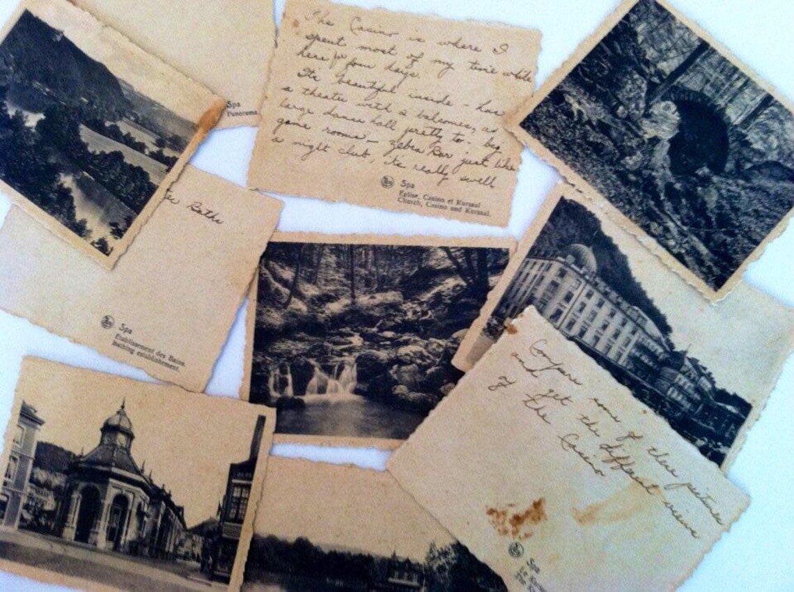 Vintage Nine Sepia and Black Postcard Souvenirs From Historic Spa in ...