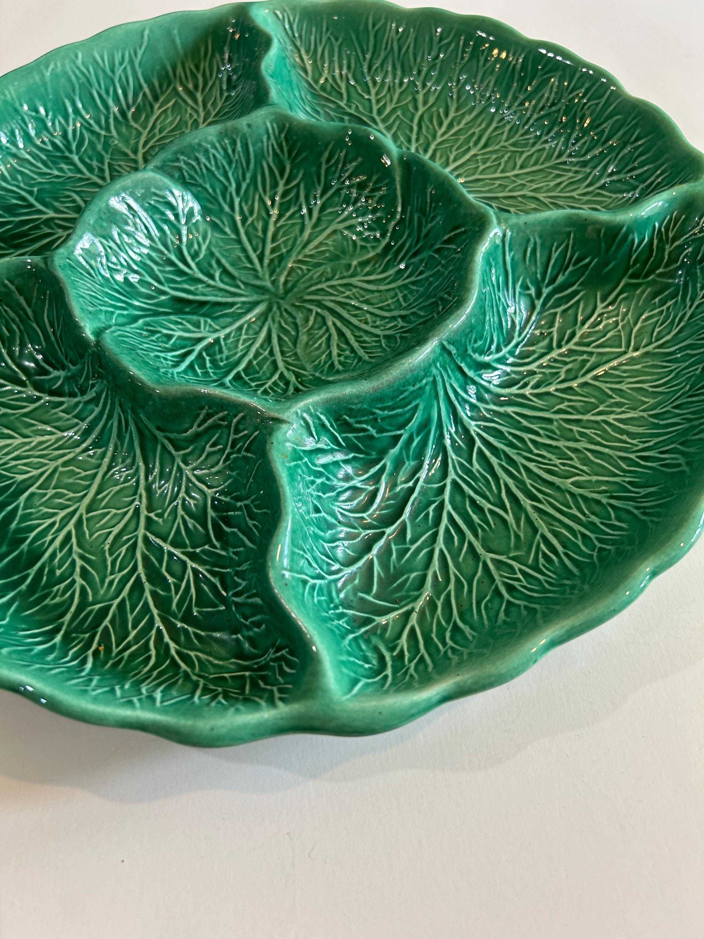 Vintage Cabbage Divided Plate R111 Cabbage Leaf Dish Tray Calif Made in ...