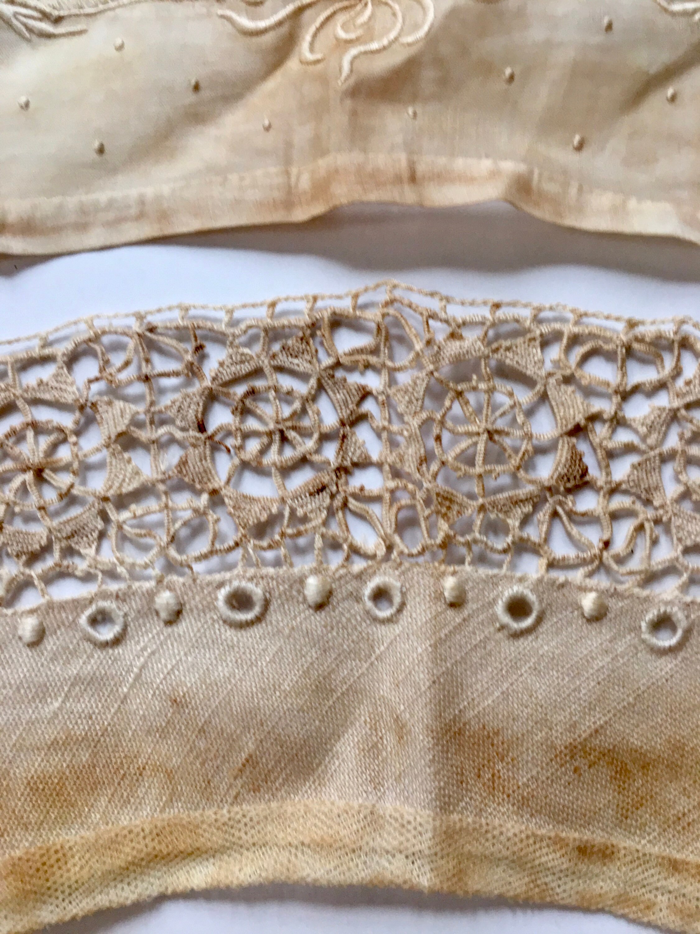 Vintage and Antique Distressed Lace Collars Embroidery Pleated Set of 4 ...