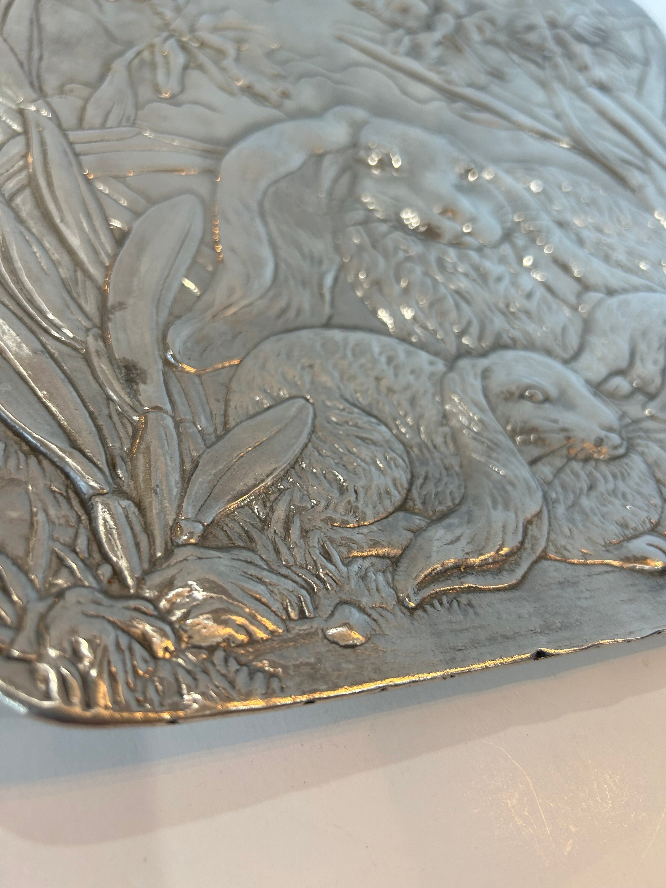 Vintage Arthur Court Rabbit Bunny Large Square Platter Aluminum Relief ...