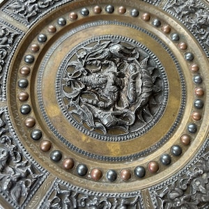 Vintage Indian God Brass Plate Copper and Metal Wall Plate Telief Dish ...