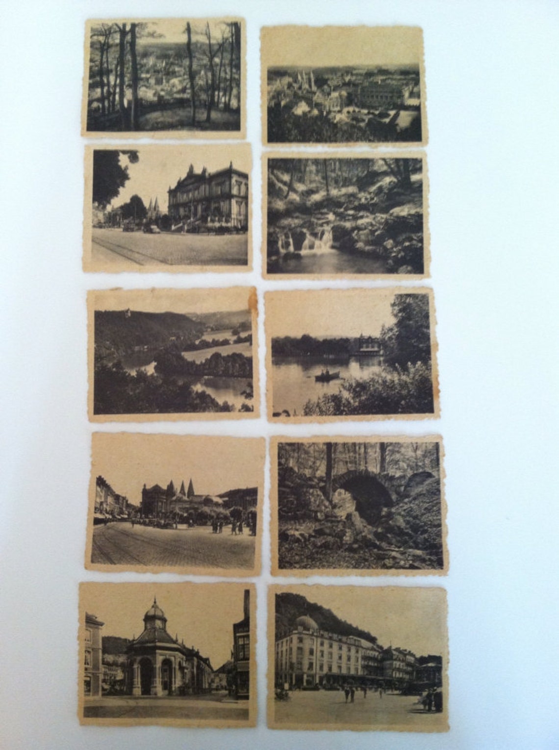 Vintage Nine Sepia and Black Postcard Souvenirs From Historic Spa in ...