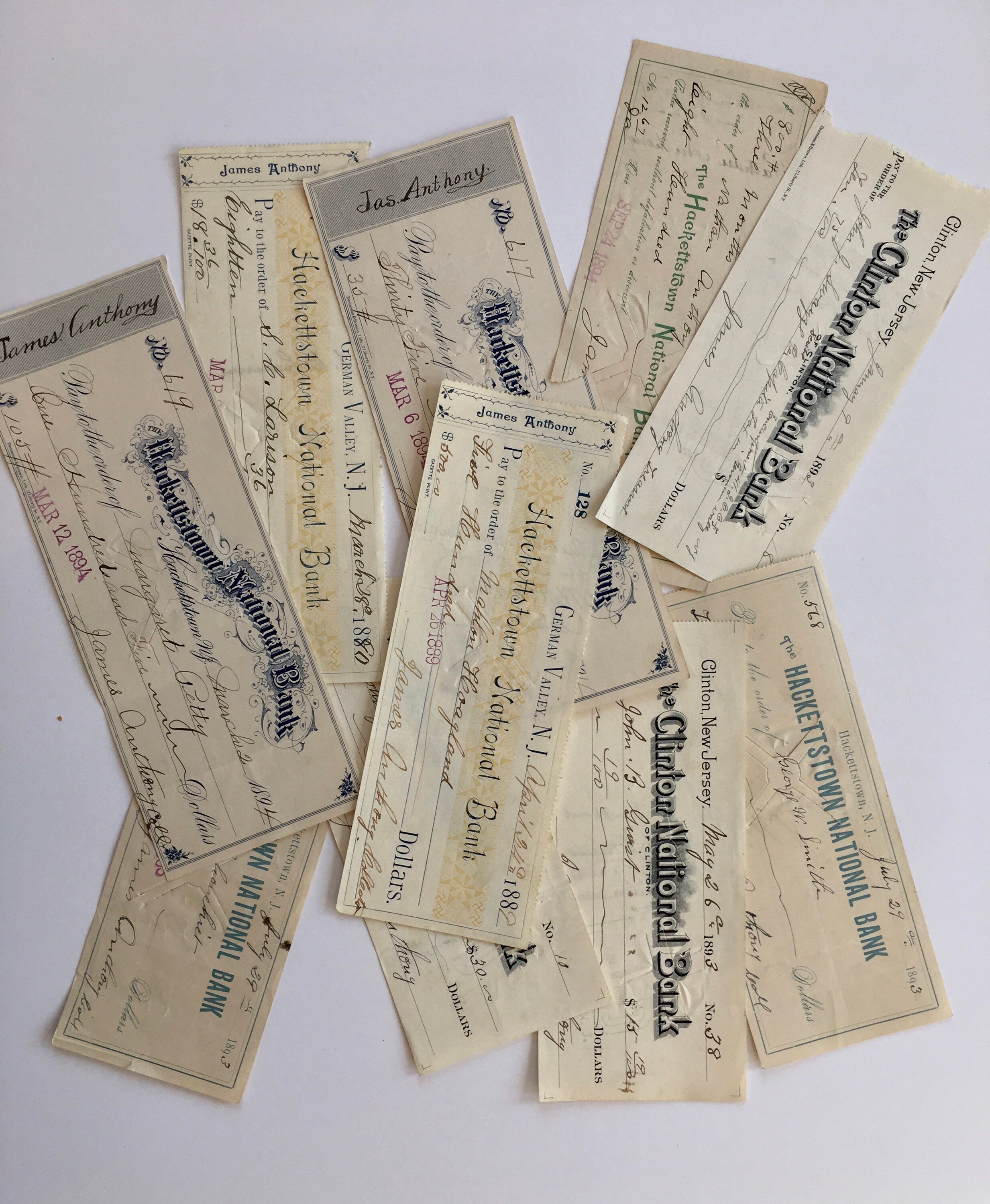 ANTIQUE Checks SET of Ten 1800s Handwritten Cancelled Checks Assortment ...