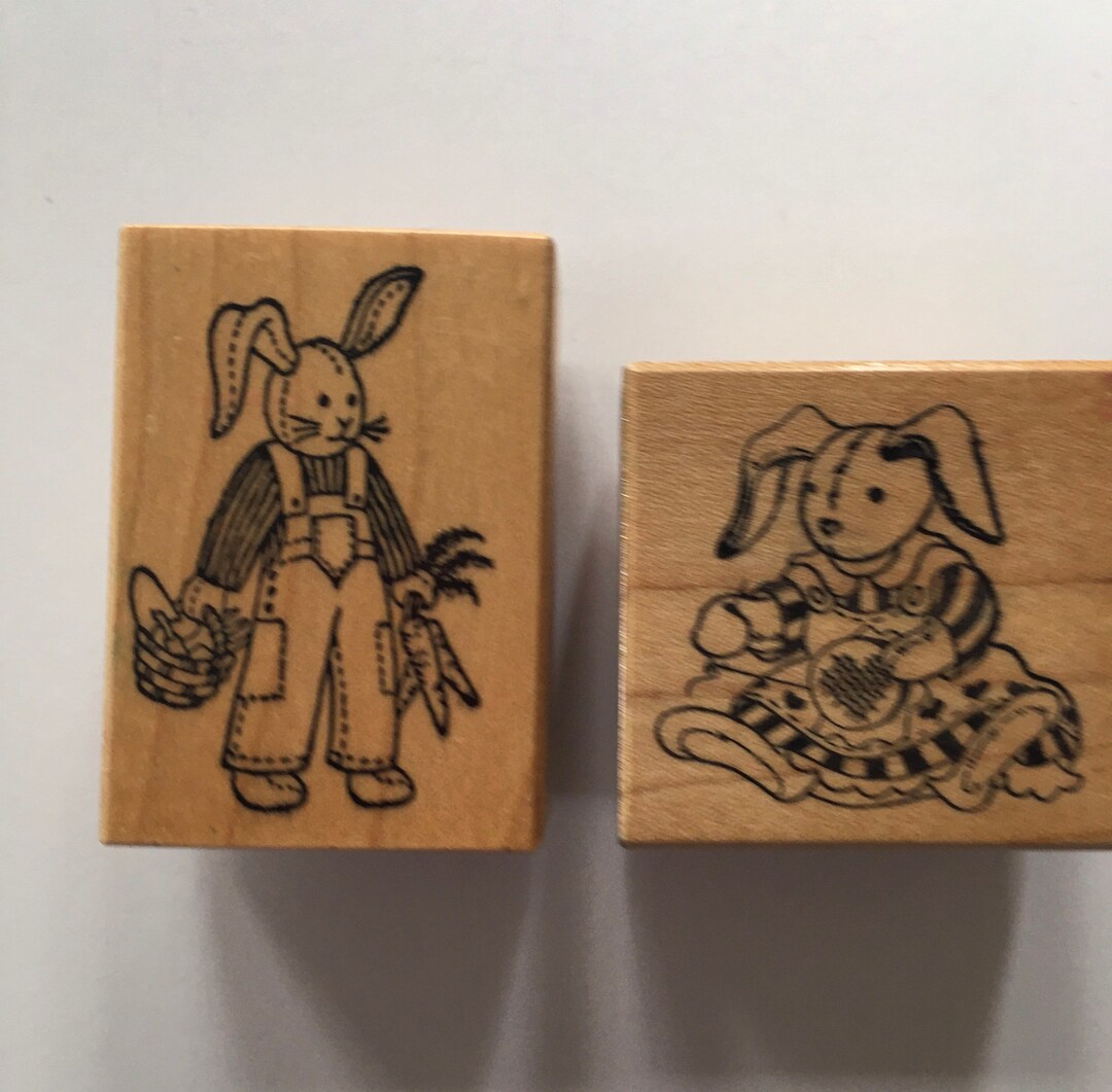 Vintage PSX Rubber Stamps Rabbit Couple Stamp Doll Stuffed Animal Bunny ...