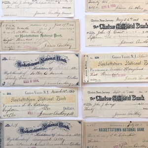 ANTIQUE Checks SET of Ten 1800s Handwritten Cancelled Checks Assortment ...