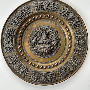 Vintage Indian God Brass Plate Copper and Metal Wall Plate Telief Dish ...