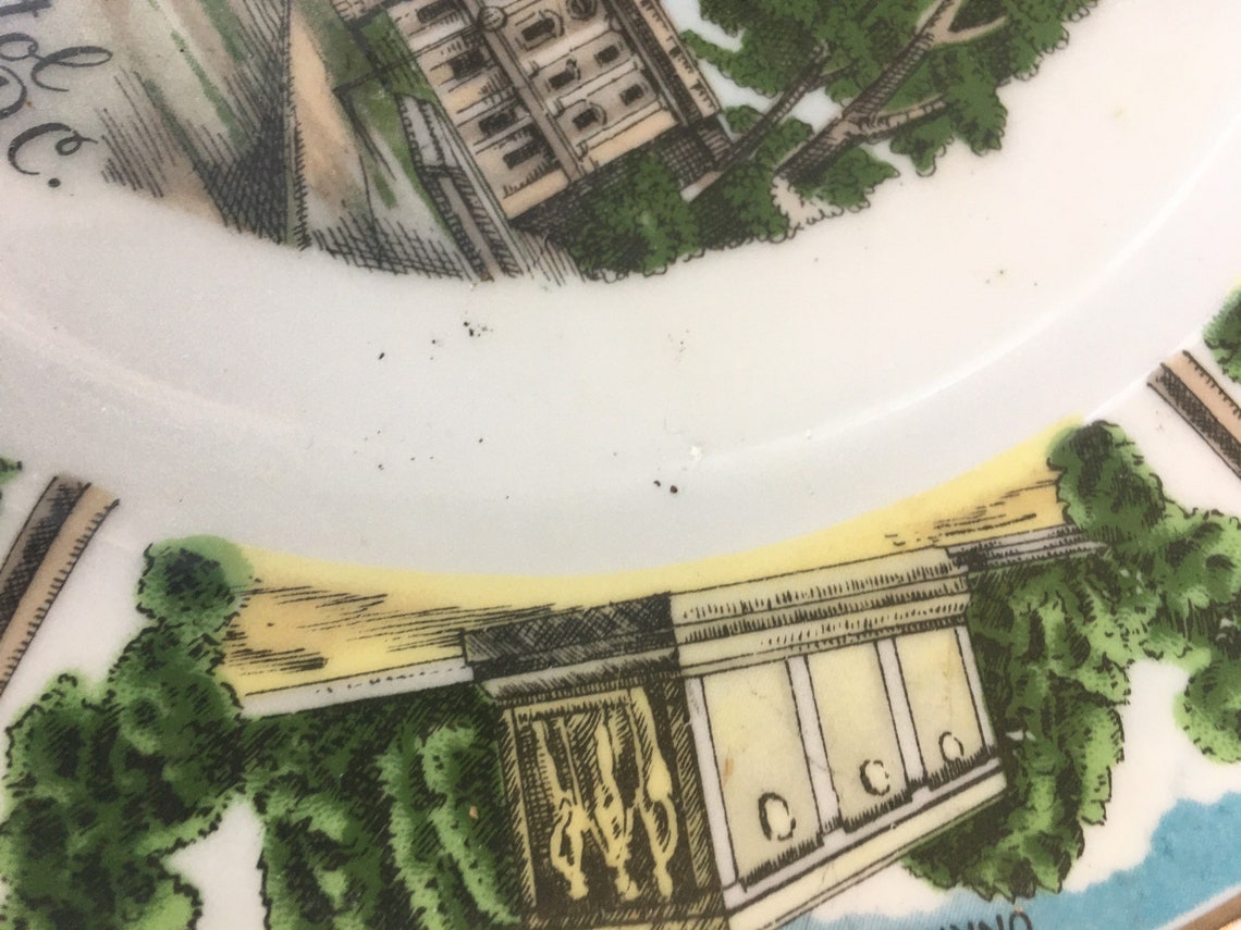 Vintage Washington DC State Plate Ceramic Souvenir Dish Plate Monuments ...
