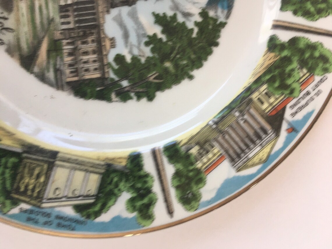 Vintage Washington DC State Plate Ceramic Souvenir Dish Plate Monuments ...