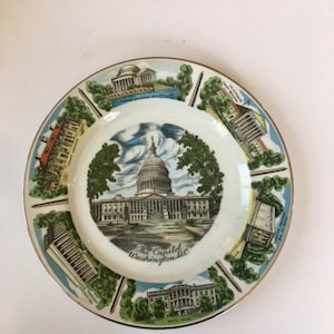 Vintage Washington DC State Plate Ceramic Souvenir Dish Plate Monuments ...