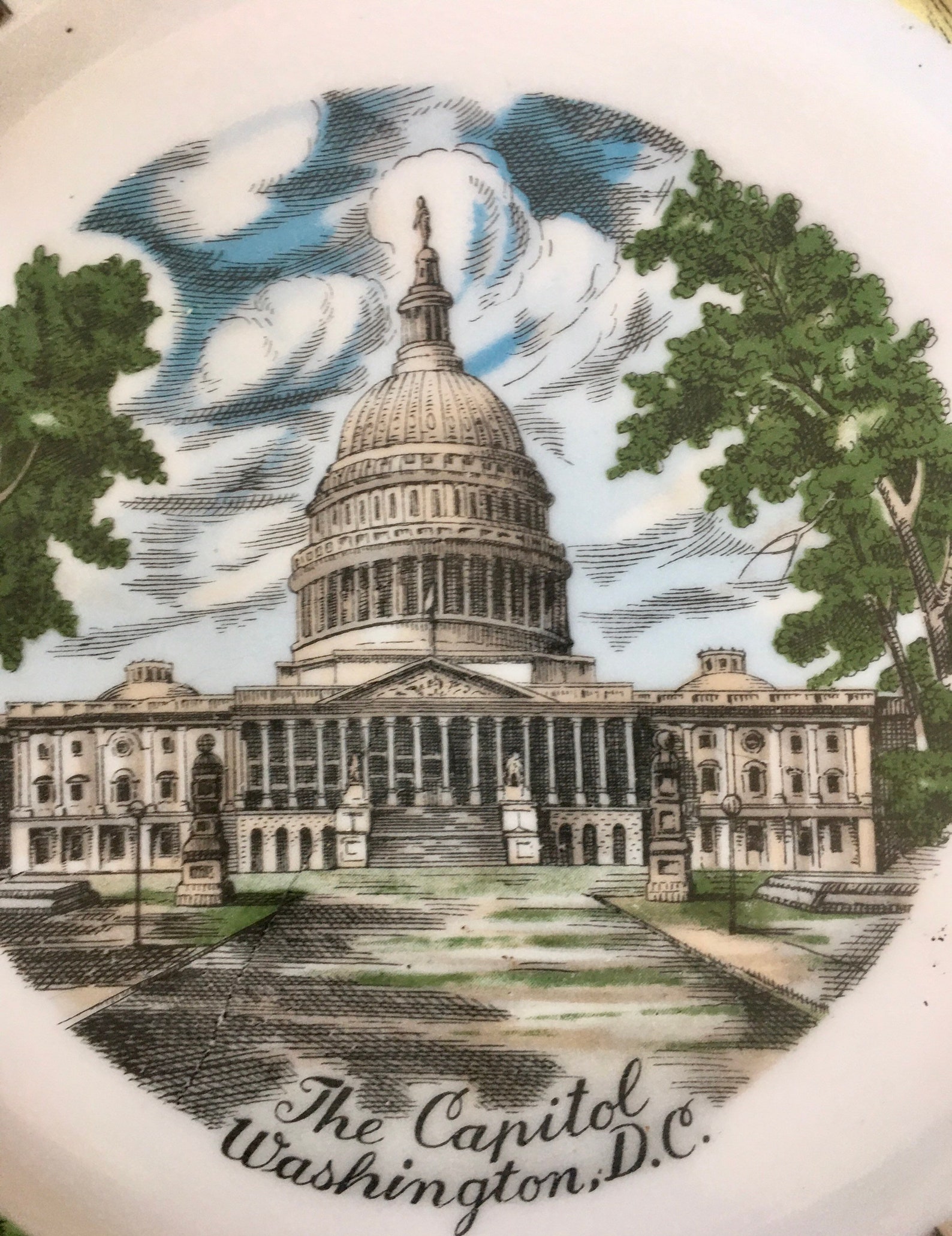 Vintage Washington DC State Plate Ceramic Souvenir Dish Plate Monuments ...