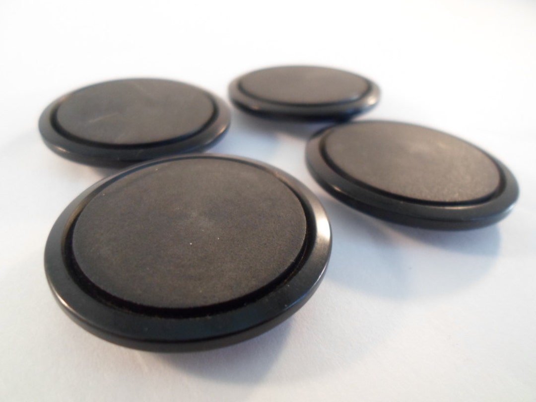 Vintage Very Large 4 Shiny and Matte Centered Big Black Buttons for ...