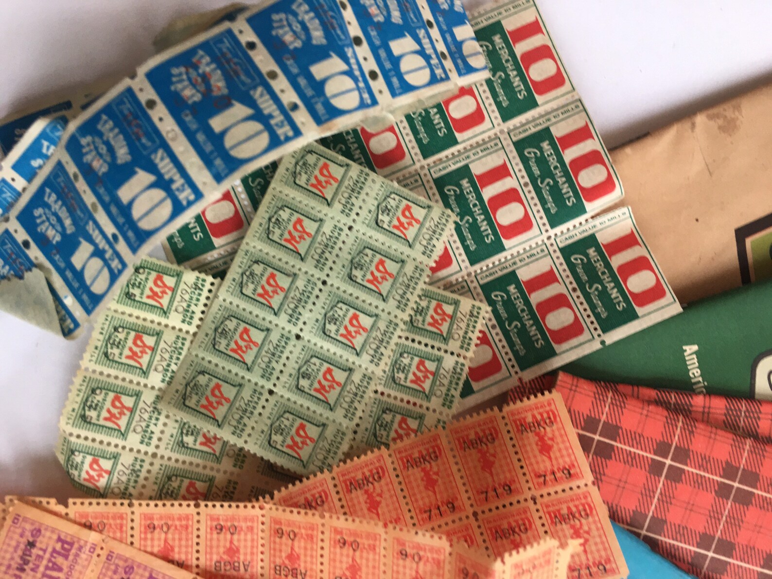 Vintage S & H Green Stamps Plaid Stamps Books and Loose Stamps Two Guys ...