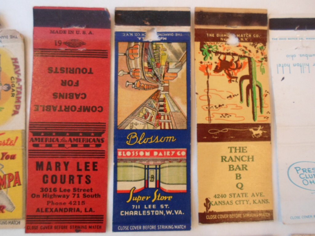 Vintage Matchbook Collection Multi Colored 30 Vintage Graphics Hotels ...