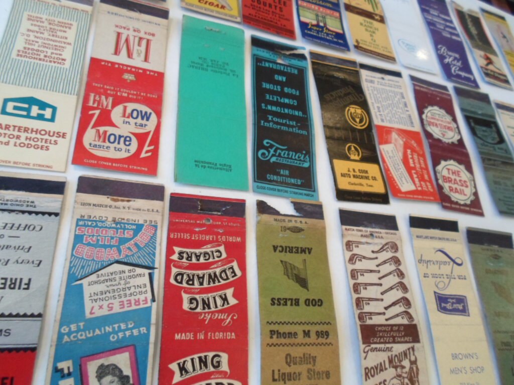 Vintage Matchbook Collection Multi Colored 30 Vintage Graphics Hotels ...