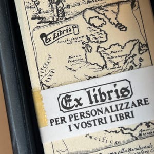 Vintage Library Book Labels Plates Intake World Map Made in Italy ...