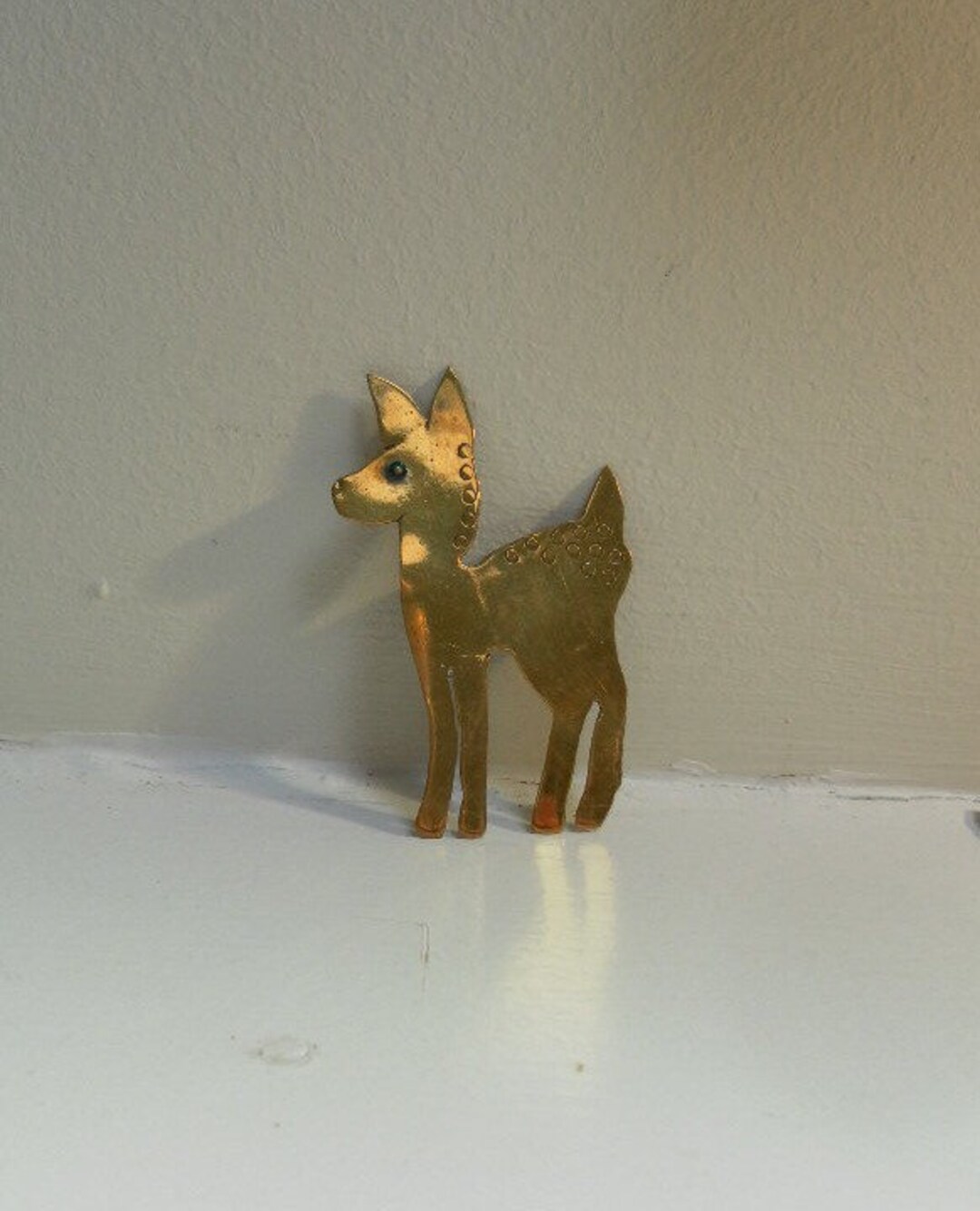 Vintage Dear Pin Brooch Sweet Handcrafted Spotted Fawn Doe Reindeer ...