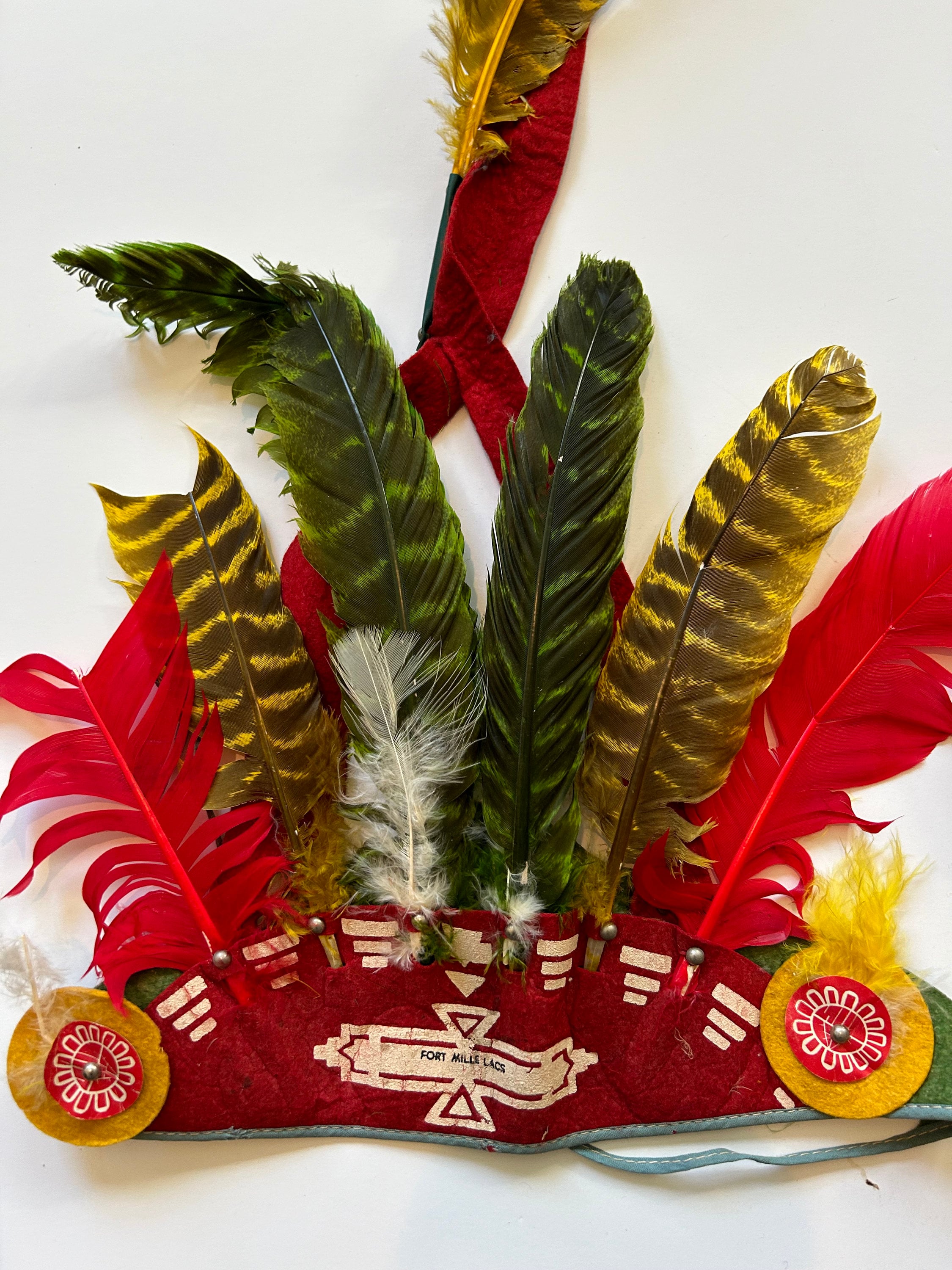 Vintage Children’s Indian Headdress Costume Dress up Feathers Fort ...