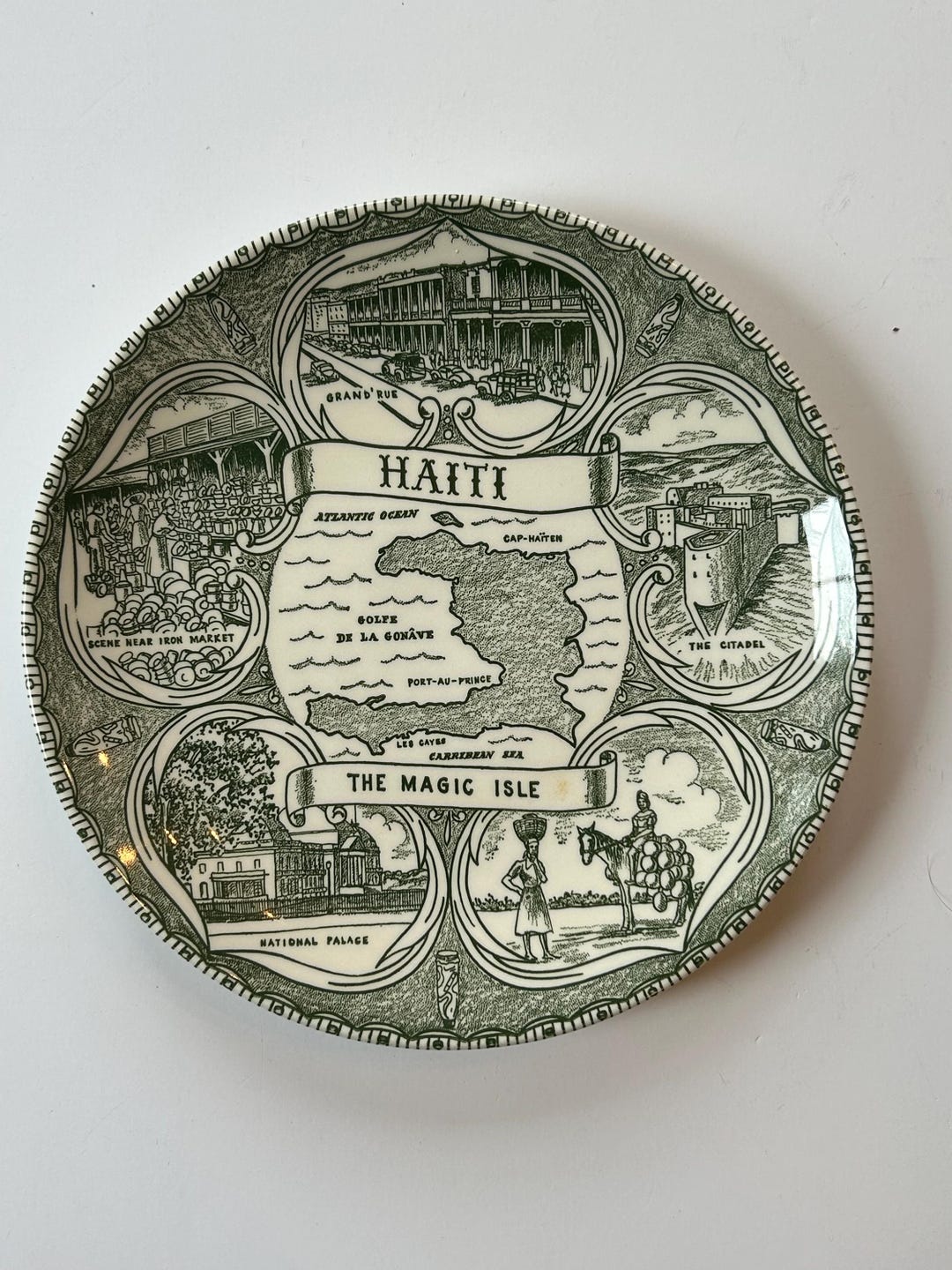 Vintage Green Haiti Plate Retro Souvenir Plate Dish the Magic Isle ...