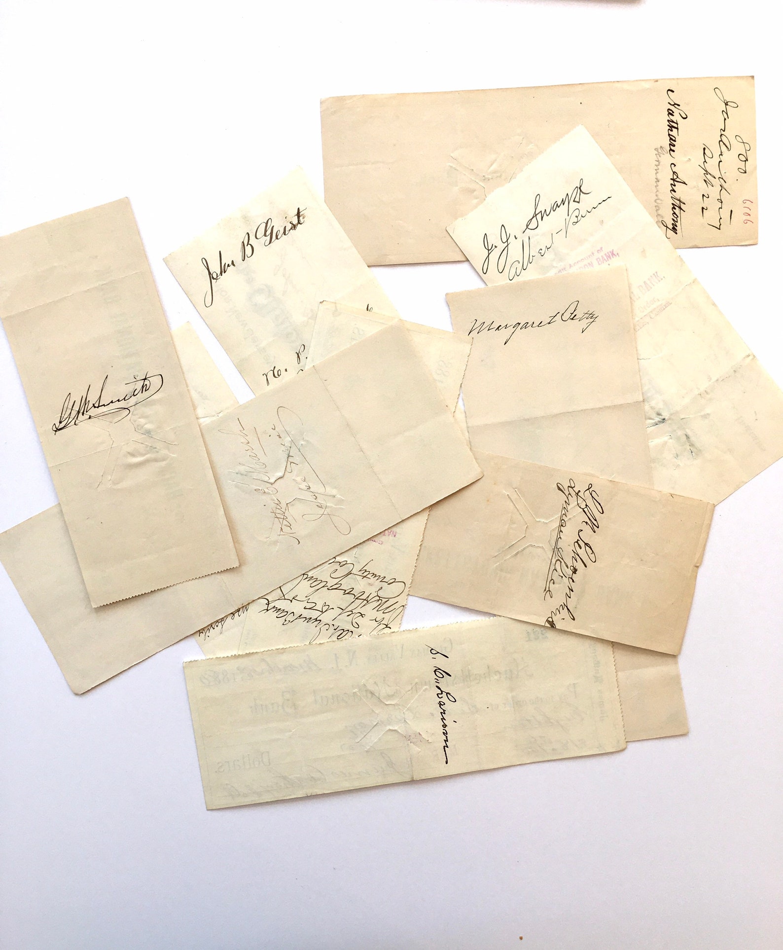 ANTIQUE Checks SET of Ten 1800s Handwritten Cancelled Checks Assortment ...