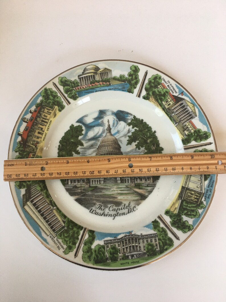 Vintage Washington DC State Plate Ceramic Souvenir Dish Plate Monuments ...