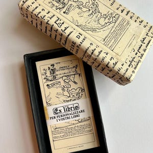 Vintage Library Book Labels Plates Intake World Map Made in Italy ...