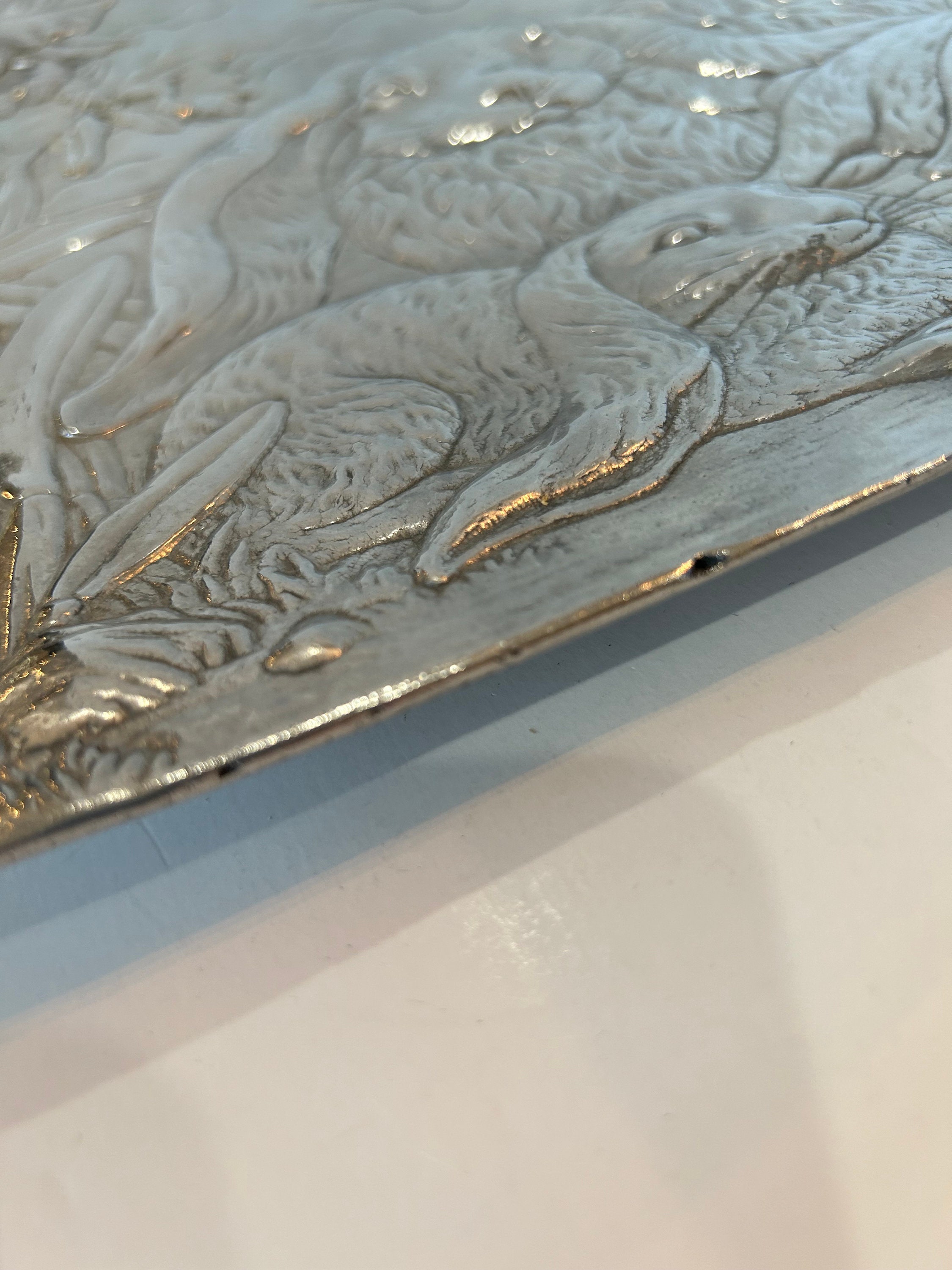 Vintage Arthur Court Rabbit Bunny Large Square Platter Aluminum Relief ...