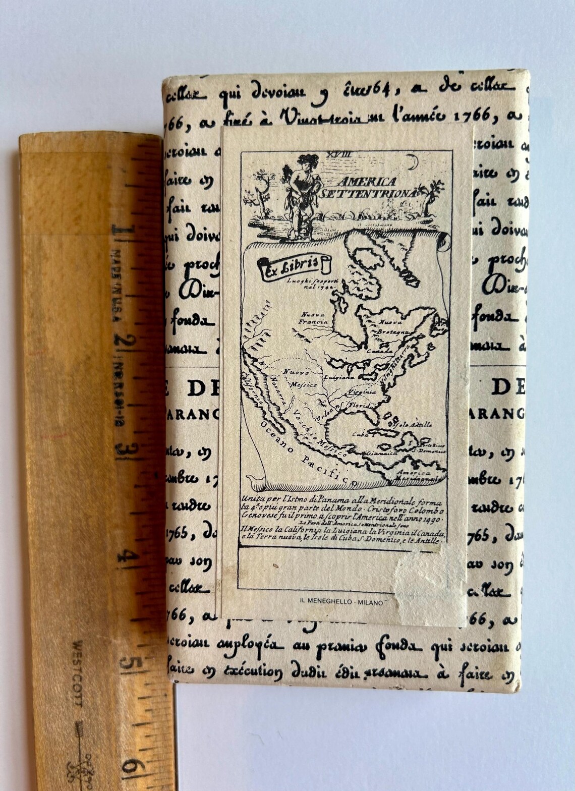 Vintage Library Book Labels Plates Intake World Map Made in Italy ...