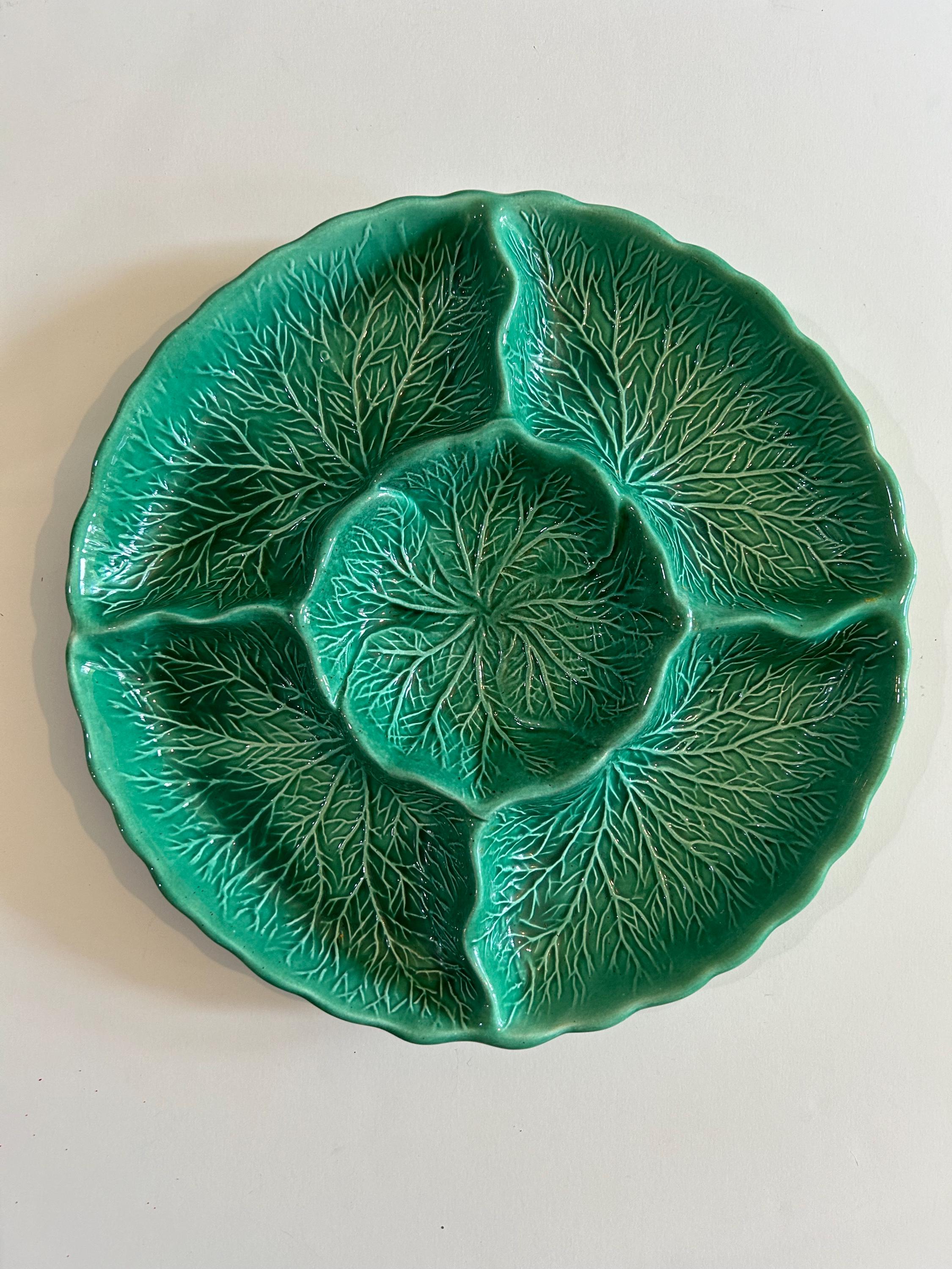 Vintage Cabbage Divided Plate R111 Cabbage Leaf Dish Tray Calif Made in ...