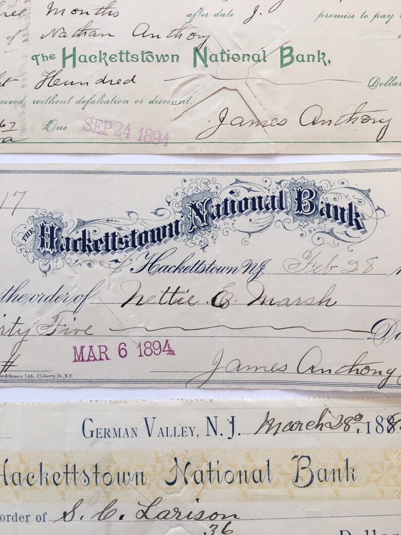 ANTIQUE Checks SET of Ten 1800s Handwritten Cancelled Checks Assortment ...