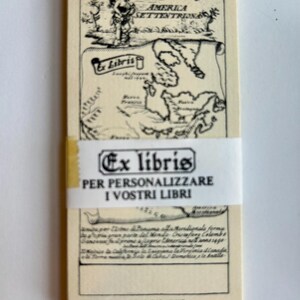 Vintage Library Book Labels Plates Intake World Map Made in Italy ...