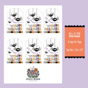 Printable Spider Halloween Gift Tag: Candy Bag Topper (instant Download ...